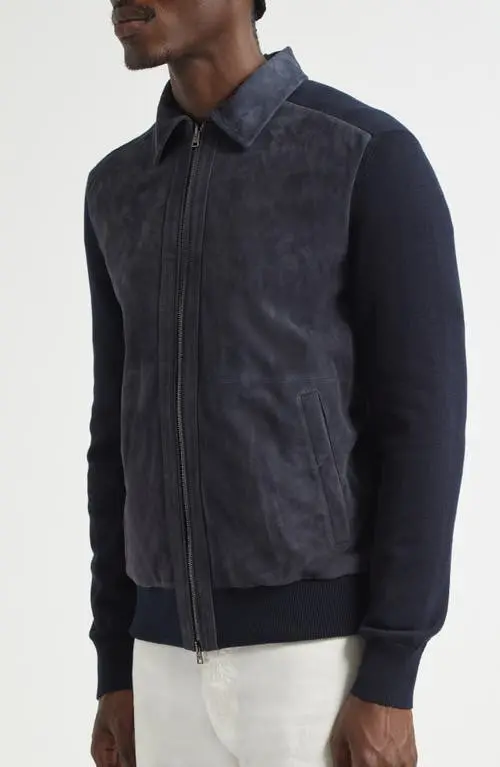 Herno Suede And Knit Bomber Jacket