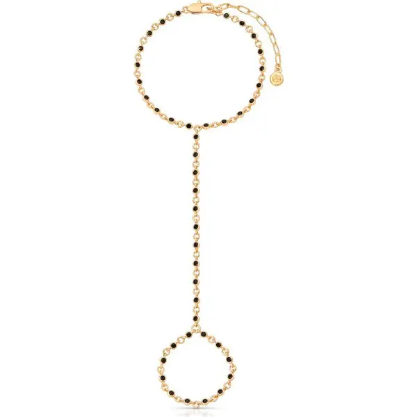 Ettika Crystal Bezel Hand Chain - Black