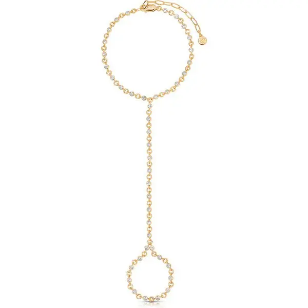 Ettika Crystal Bezel Hand Chain - Gold
