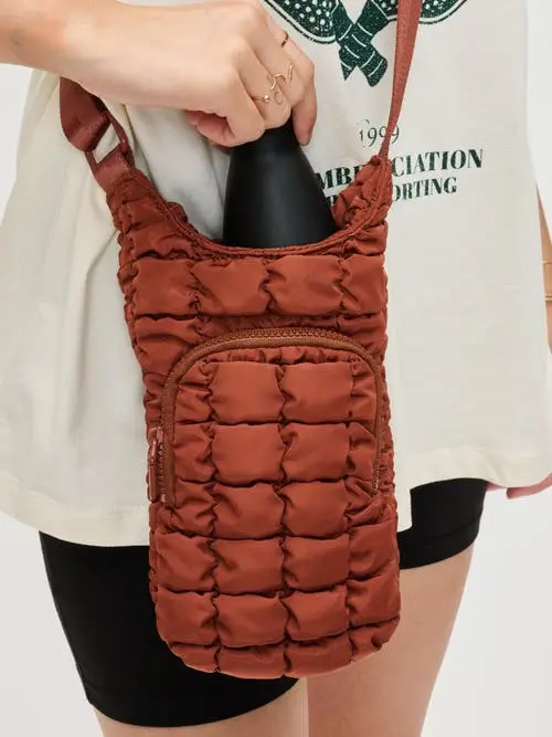 SOL AND SELENE Let It Flow Quilted Puffer Bag - Rust