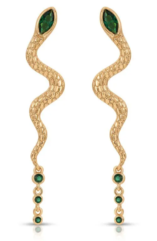 Ettika Serpentina Linear Earrings - Green