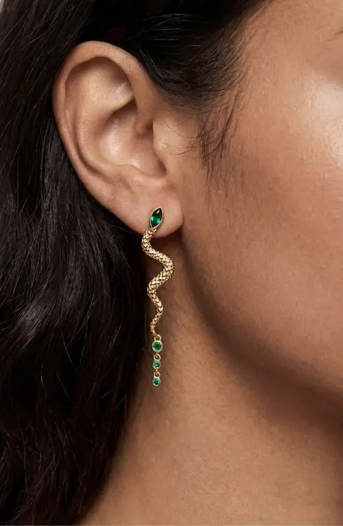 Ettika Serpentina Linear Earrings - Green