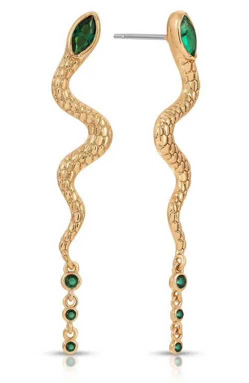 Ettika Serpentina Linear Earrings - Green