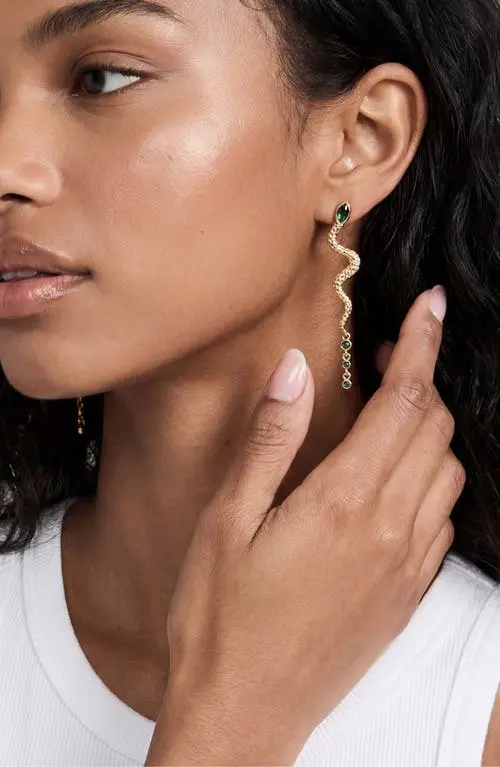 Ettika Serpentina Linear Earrings - Green
