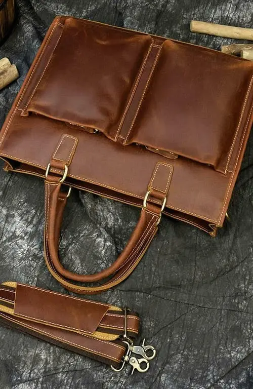 STEEL HORSE LEATHER The Dagmar Leather Briefcase