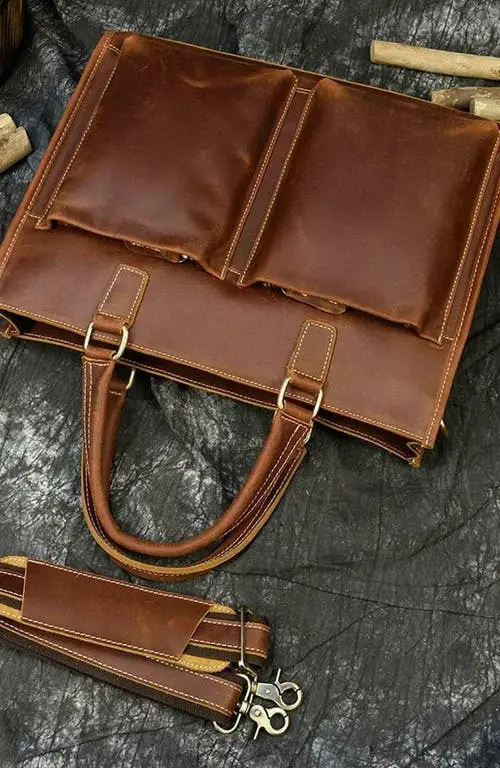 STEEL HORSE LEATHER The Dagmar Leather Briefcase
