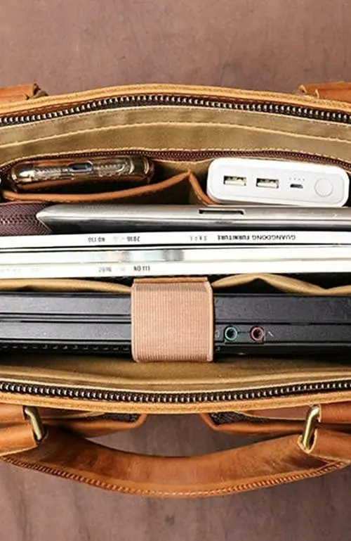 STEEL HORSE LEATHER The Dagmar Leather Briefcase