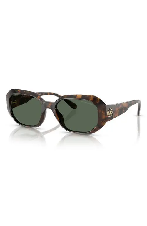 Michael Kors 54mm Irregular Sunglasses - Dark Tortoise / Green Solid