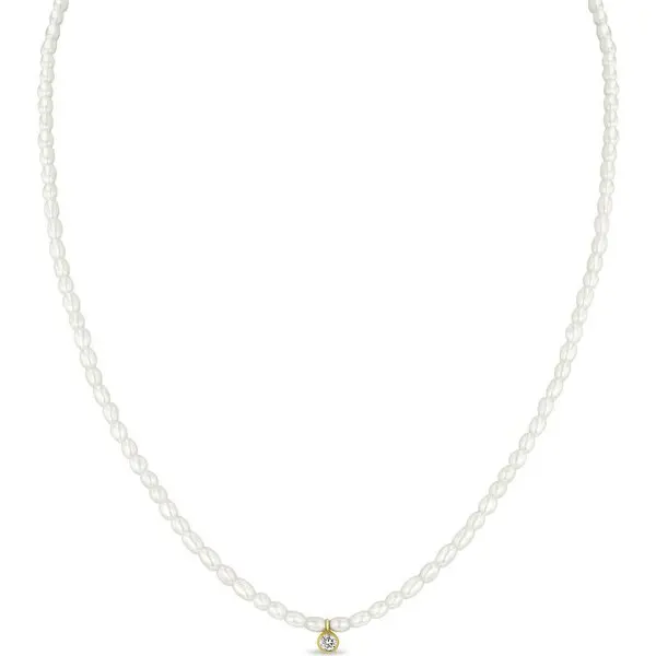 Zoe Chicco Freshwater Pearl And Diamond Pendant Necklace - 14k Yellow Gold