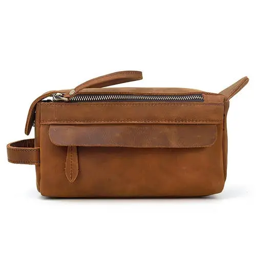 STEEL HORSE LEATHER Dado Leather Dopp Kit - Brown