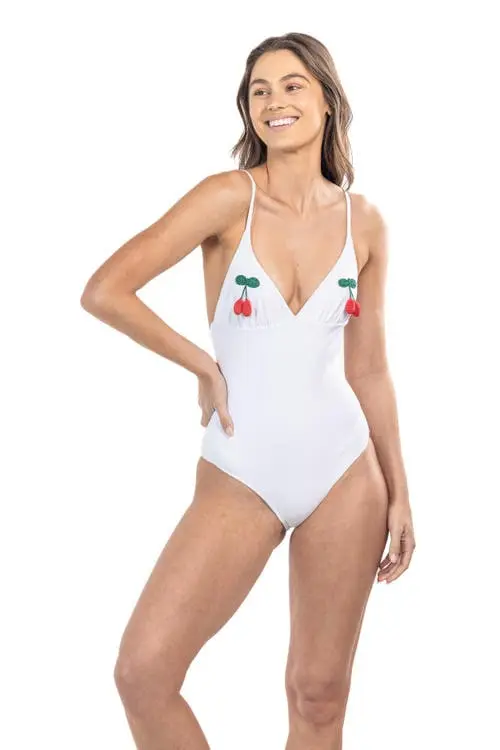 TABACARU Catherine Cherries One-piece Swimsuit - White