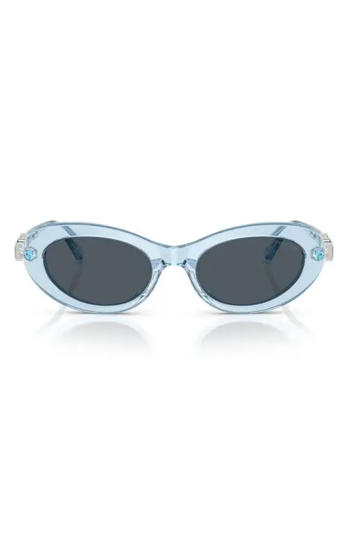 SWAROVSKI 53mm Oval Sunglasses - Light Blue /dark Grey