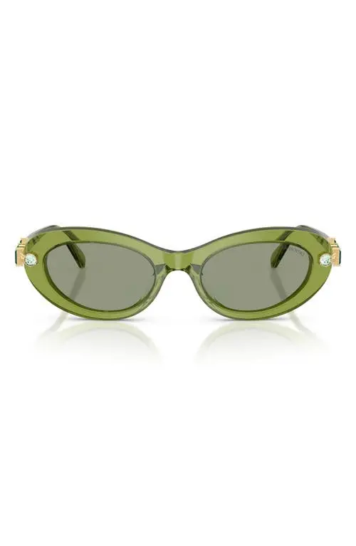 SWAROVSKI 53mm Oval Sunglasses - Transparent Green/green