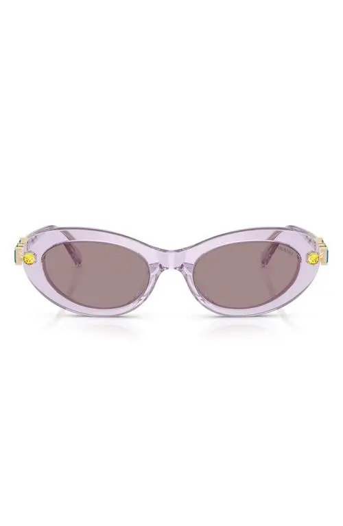 SWAROVSKI 53mm Oval Sunglasses - Transparent Lilac / Violet