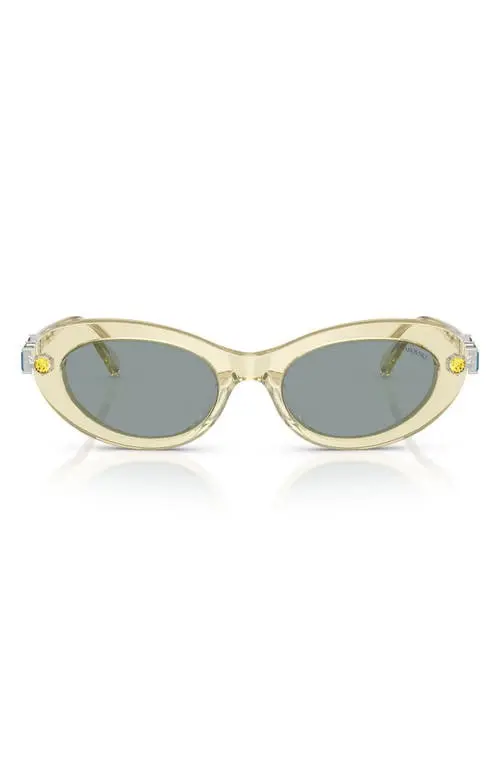 SWAROVSKI 53mm Oval Sunglasses - Transparent Yellow / Grey