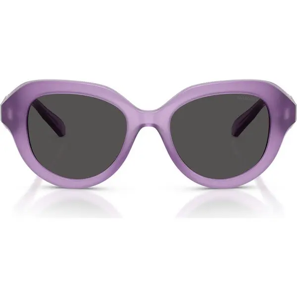 SWAROVSKI 50mm Round Frame Sunglasses - Milky Lilac/dark Grey