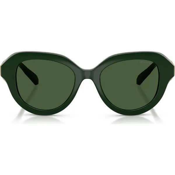 SWAROVSKI 50mm Round Frame Sunglasses - Solid Green / Dark Green