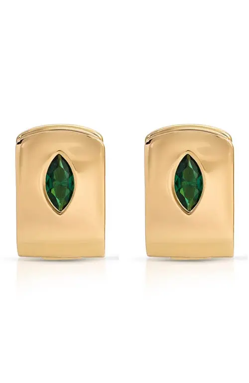Ettika Marquise Stone Huggie Earrings - Green