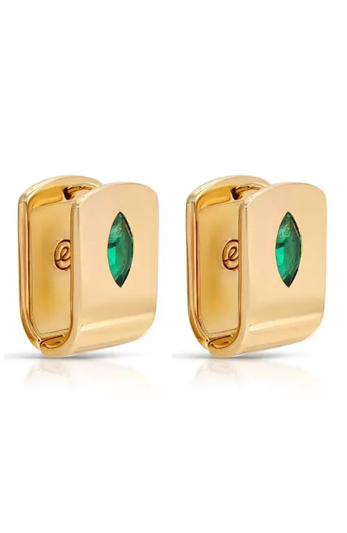 Ettika Marquise Stone Huggie Earrings - Green
