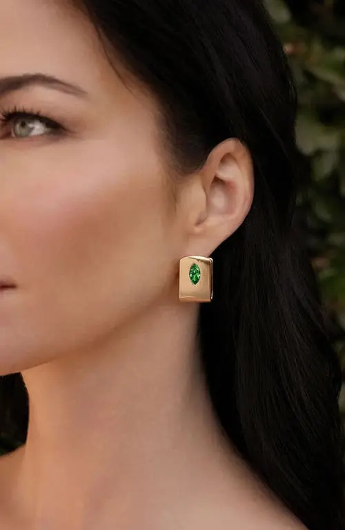 Ettika Marquise Stone Huggie Earrings - Green