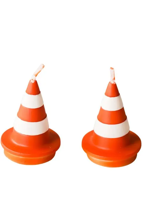 SOUTHLAKE GIFTS Traffic Cone Candles - Orange / White Striped