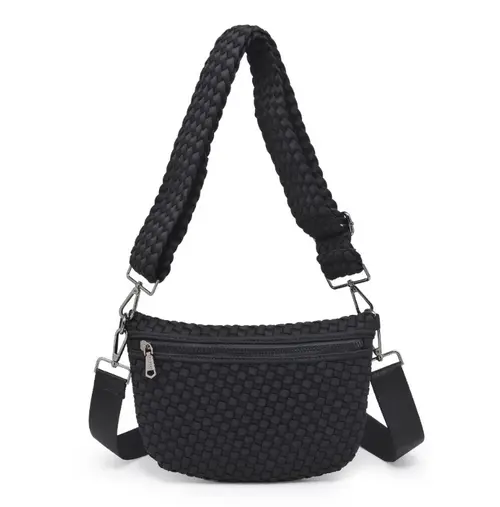 SOL AND SELENE Ethereal Woven Neoprene Crossbody Bag - Black