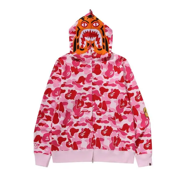 A BATHING APE Camo Tiger Full Zip Hoodie - Pink