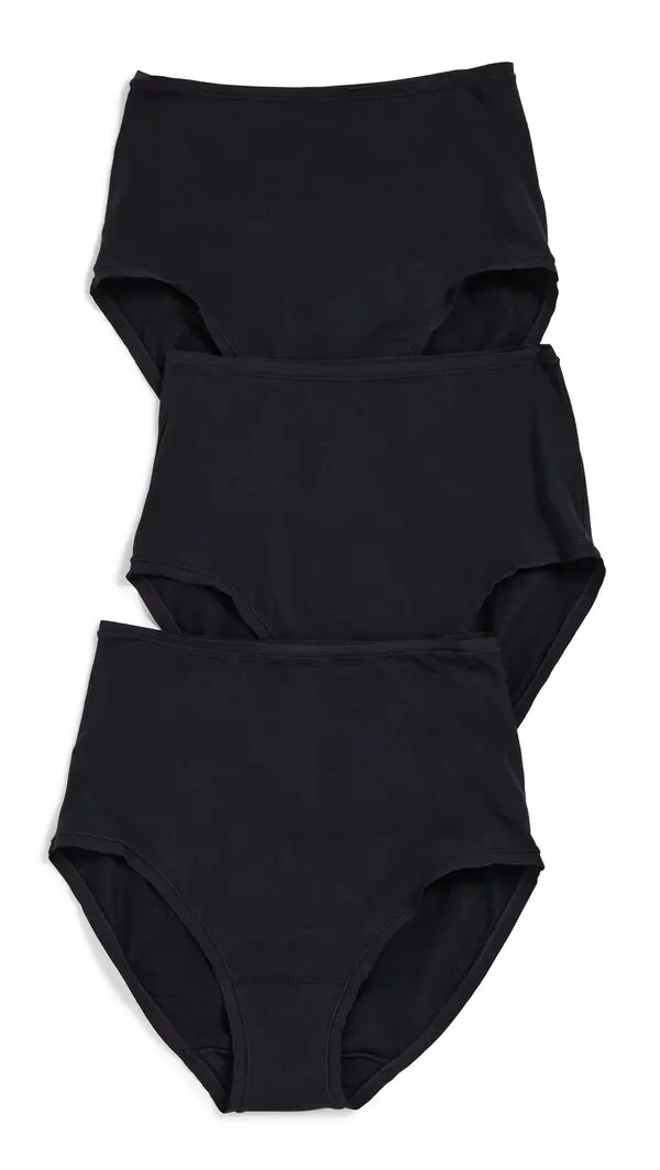 Natori Bliss Bare Cotton High Waist Briefs 3 Pack - Black
