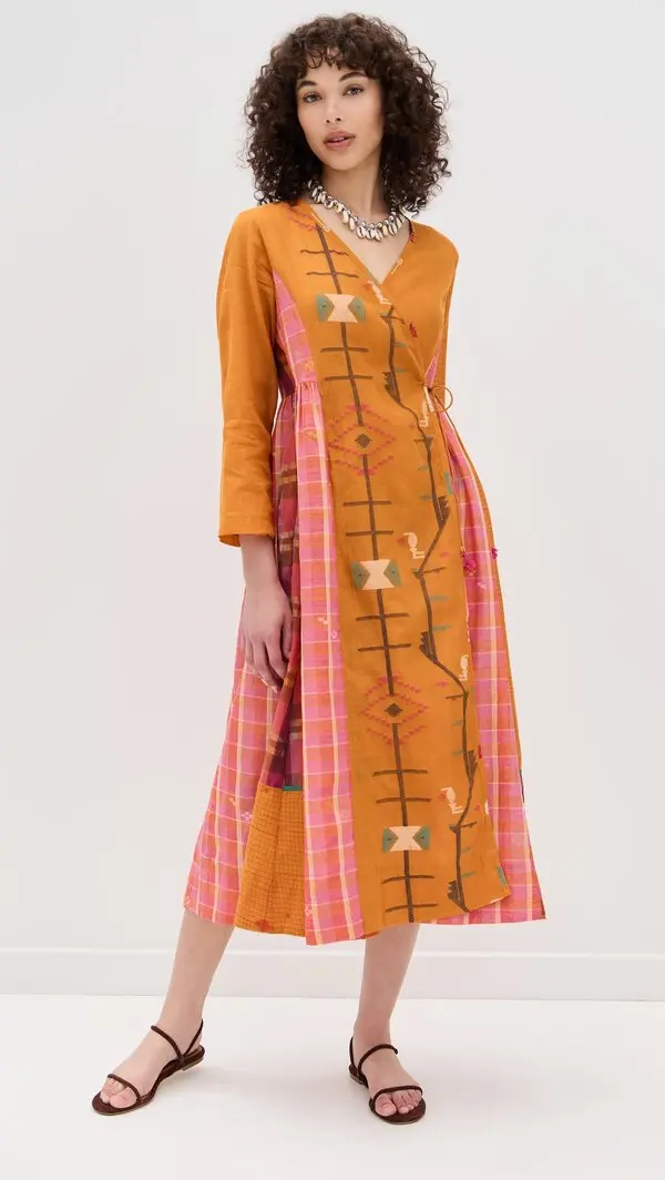 Guadalupe Design Fatima Wrap Dress In Mustard - 75% Off | Editorialist