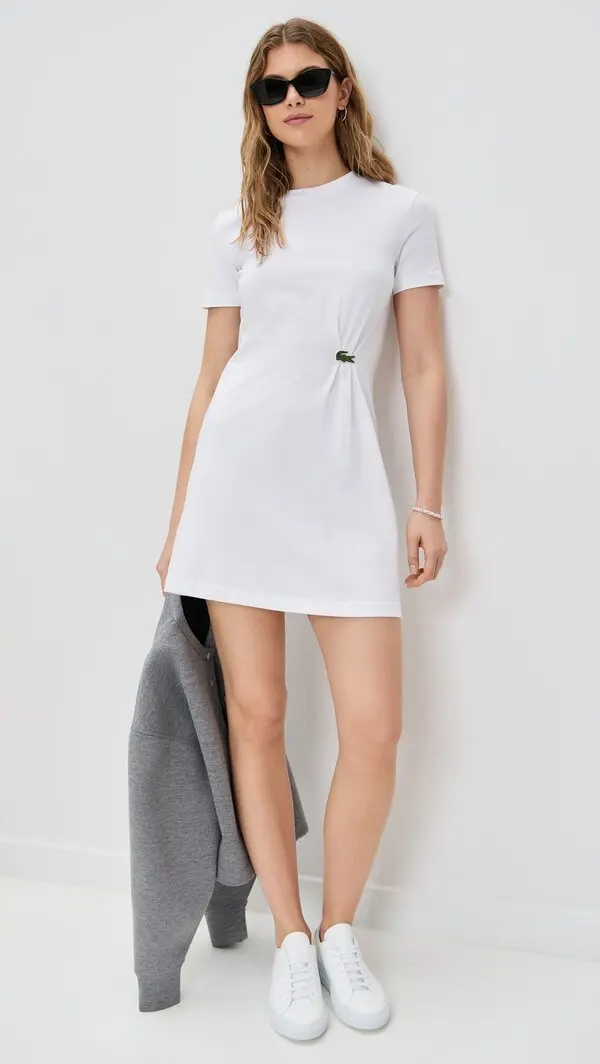 Lacoste Essentials Jersey Dress In Blanc - 60% Off | Editorialist