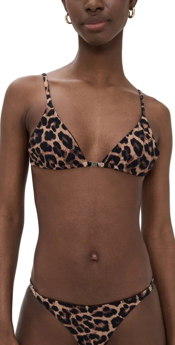 Anine Bing Bellamy Bikini Top Leopard 30% Off Editorialist
