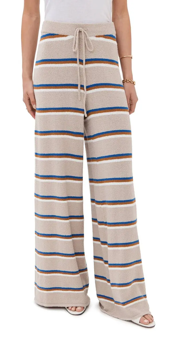 LE BOP Striped Wide Leg Pants - Beige Stripe