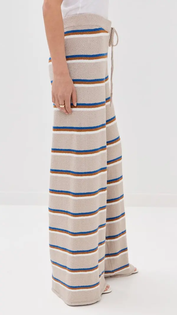 LE BOP Striped Wide Leg Pants - Beige Stripe