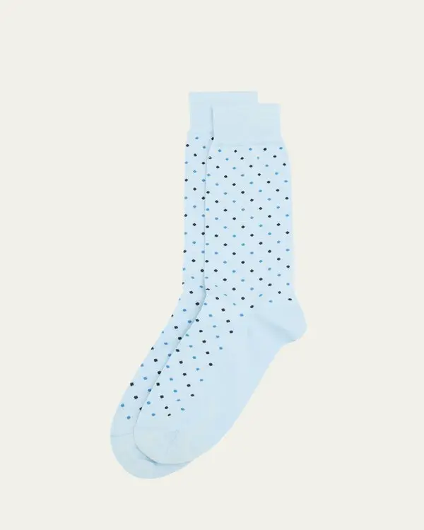 Pantherella Needham Polka Dot Crew Socks - Spa Blue