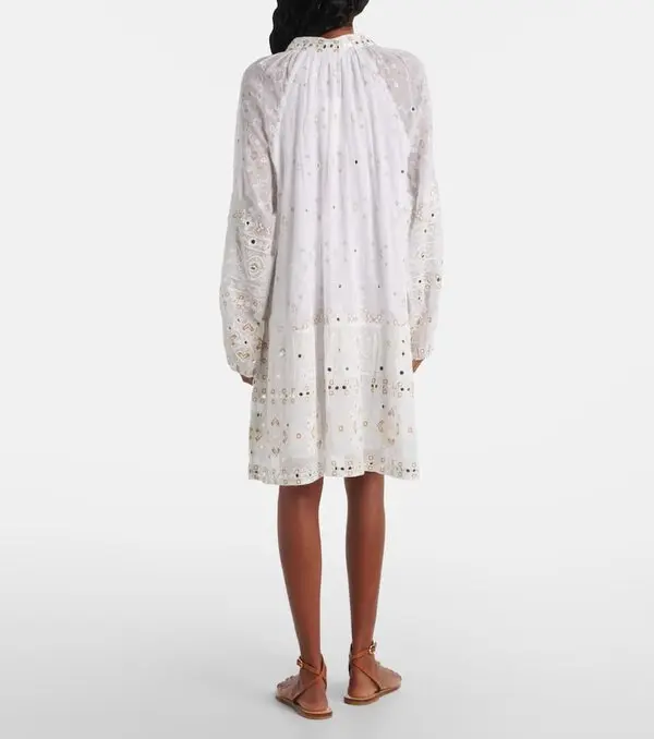 JULIET DUNN Embroidered Cotton Minidress