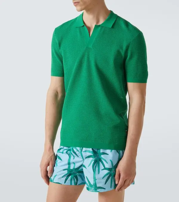 Orlebar Brown Roddy Waffle-knit Mesh Polo Shirt - Green