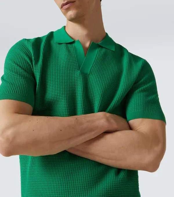Orlebar Brown Roddy Waffle-knit Mesh Polo Shirt - Green