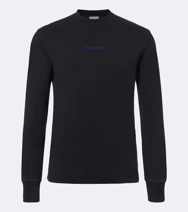 Balenciaga Logo Cotton Jersey T-shirt - Black