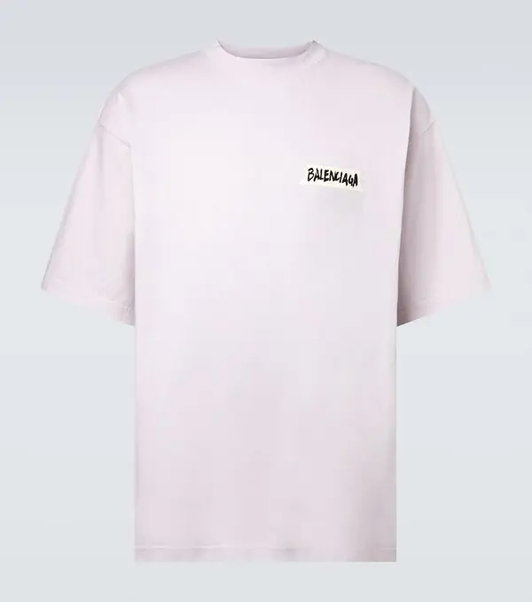 Balenciaga Logo Cotton Jersey T-shirt - Grey