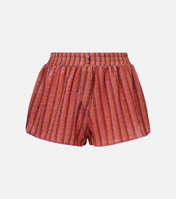 Oseree Striped Lamé Shorts