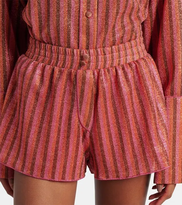 Oseree Striped Lamé Shorts