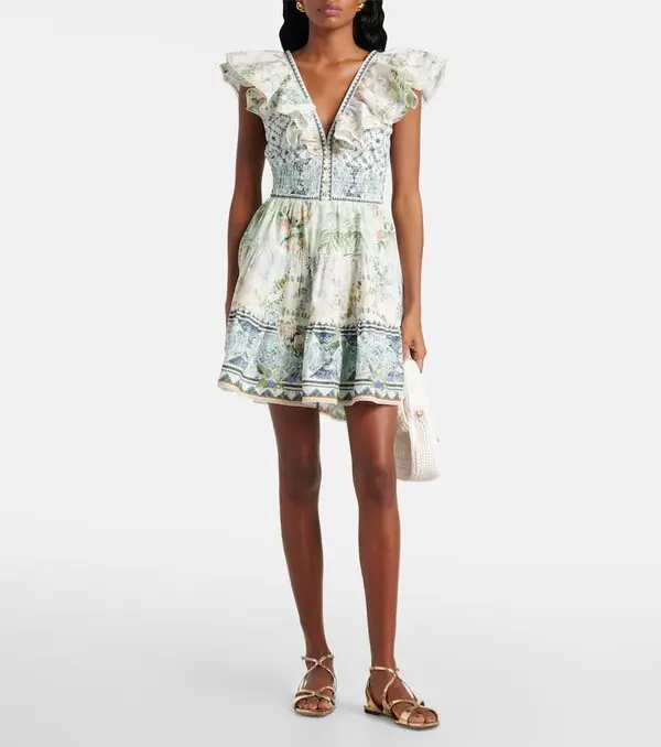 Camilla Crystal-embellished Cotton Minidress - Multicoloured