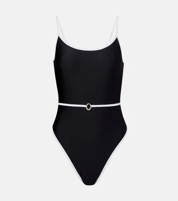 Oseree Belted One-piece Swimsuit - Black