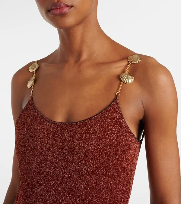 Oseree Lumiere Shells Embellished Swimsuit - Brown