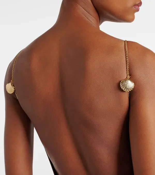 Oseree Lumiere Shells Embellished Swimsuit - Brown