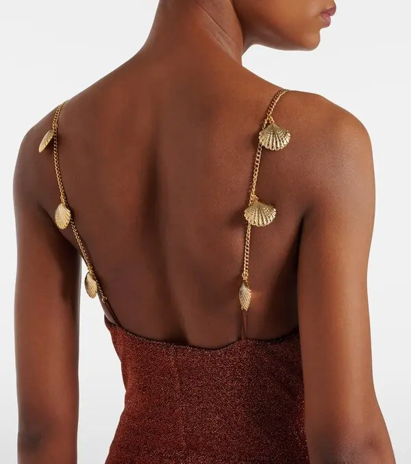 Oseree Lumière Shell Embellished Swimsuit - Brown