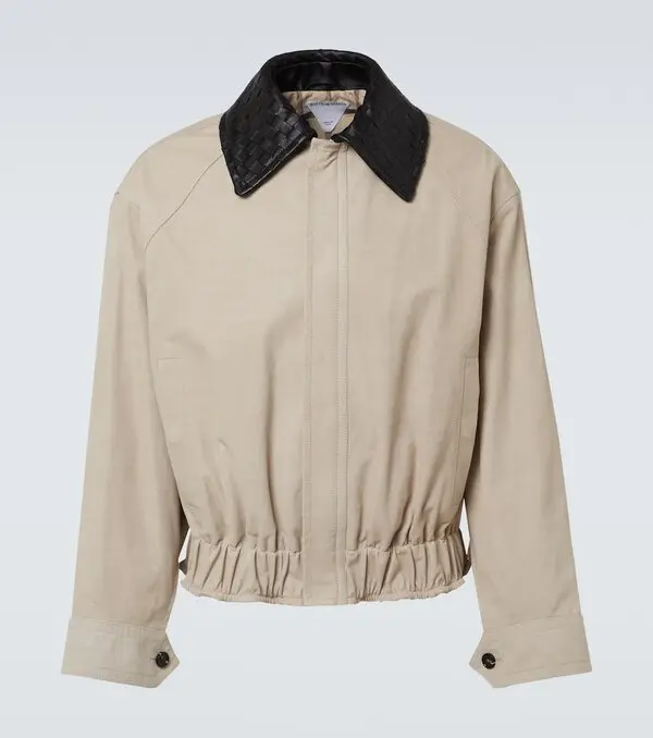 Bottega Veneta Intrecciato Leather Twill Blouson - Beige