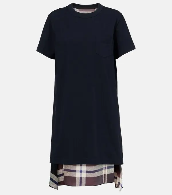 Sacai Paneled T-shirt Dress - Black