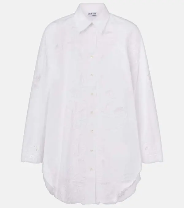 JULIET DUNN - Juliet Dunn Broderie Anglaise Cotton Poplin Shirt