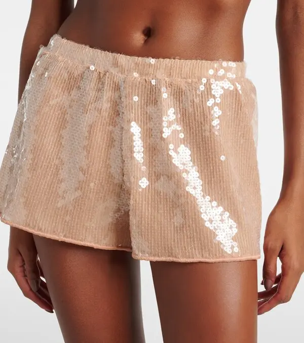 Oseree Marylin Sequined Shorts - Neutrals